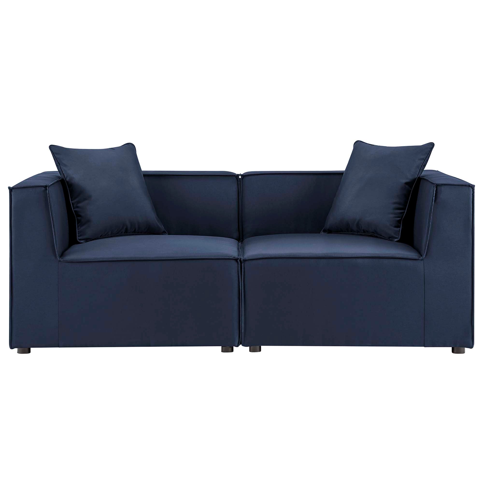 Merida 2-Piece Alfresco Upholstered Loveseat Sectional, Navy ...